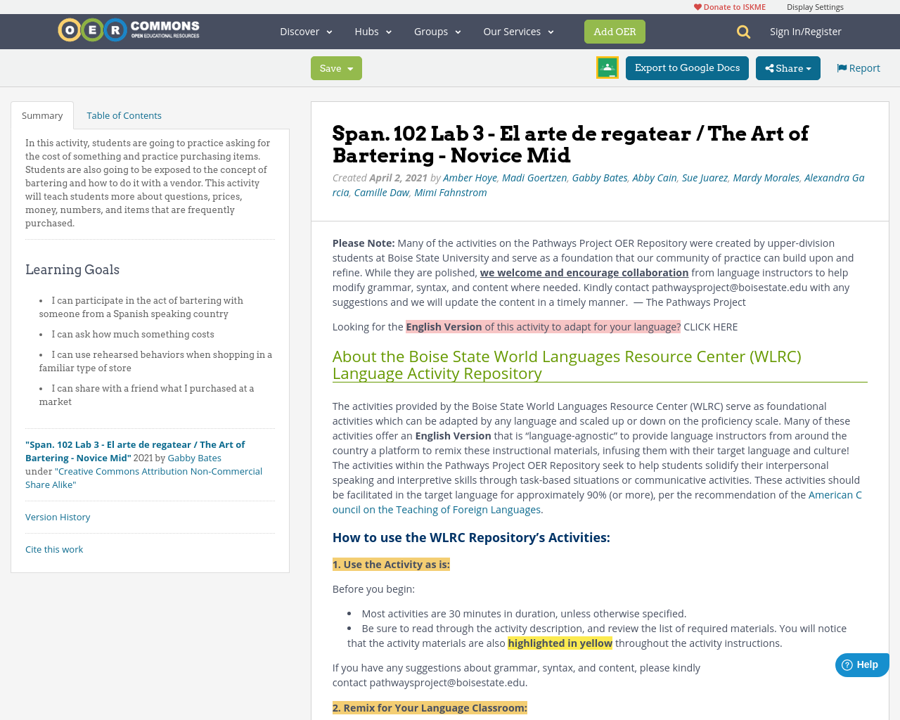 Spanish Level 2, Activity 03: El arte de regatear / The Art of ...