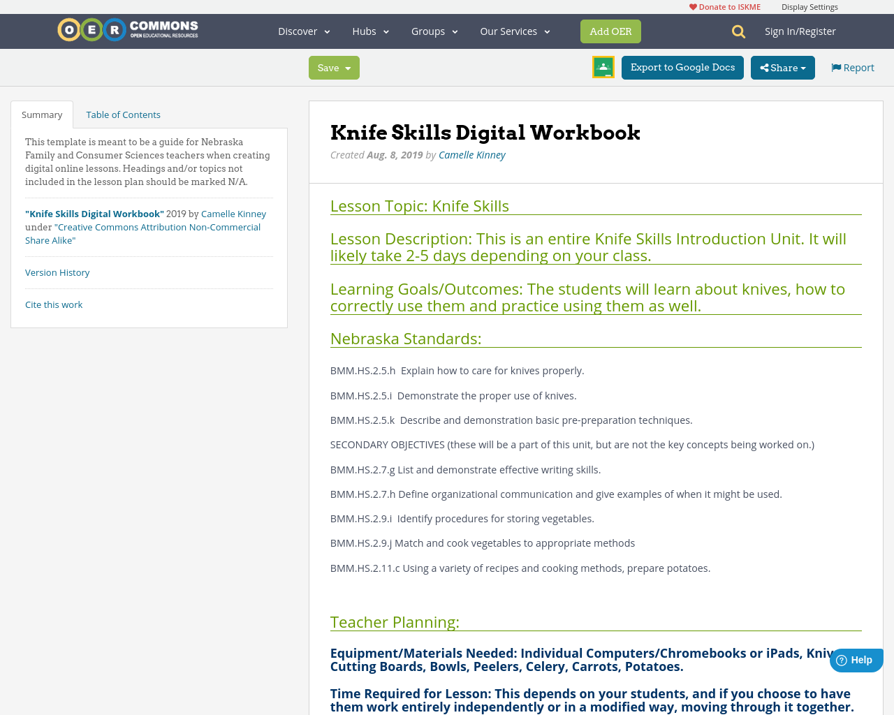 Knife Skills Digital Workbook | OER Commons