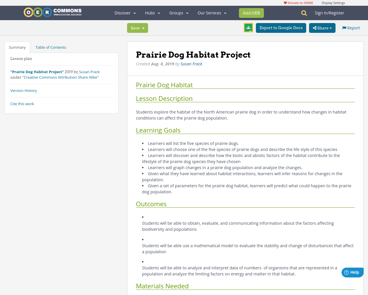 Prairie Dog Habitat Project | OER Commons