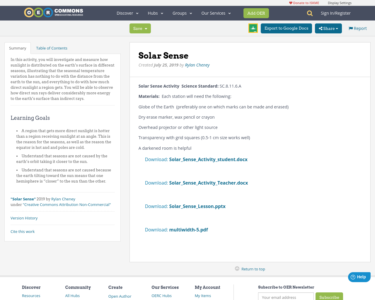 Solar Sense | OER Commons