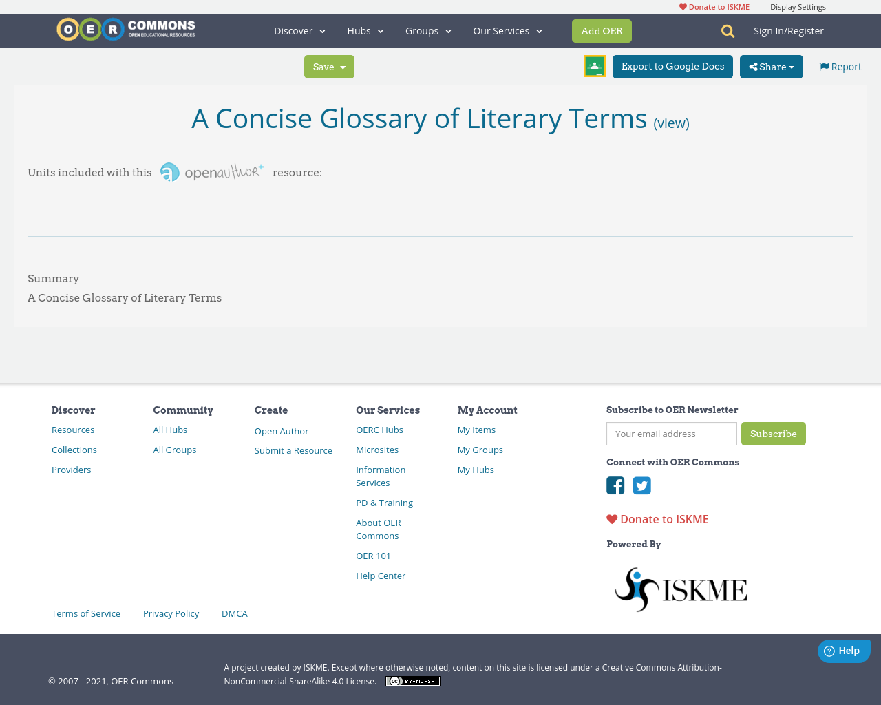 A Concise Glossary of Literary Terms | OER Commons