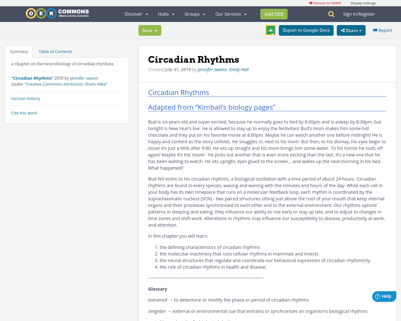 Circadian Rhythms | OER Commons