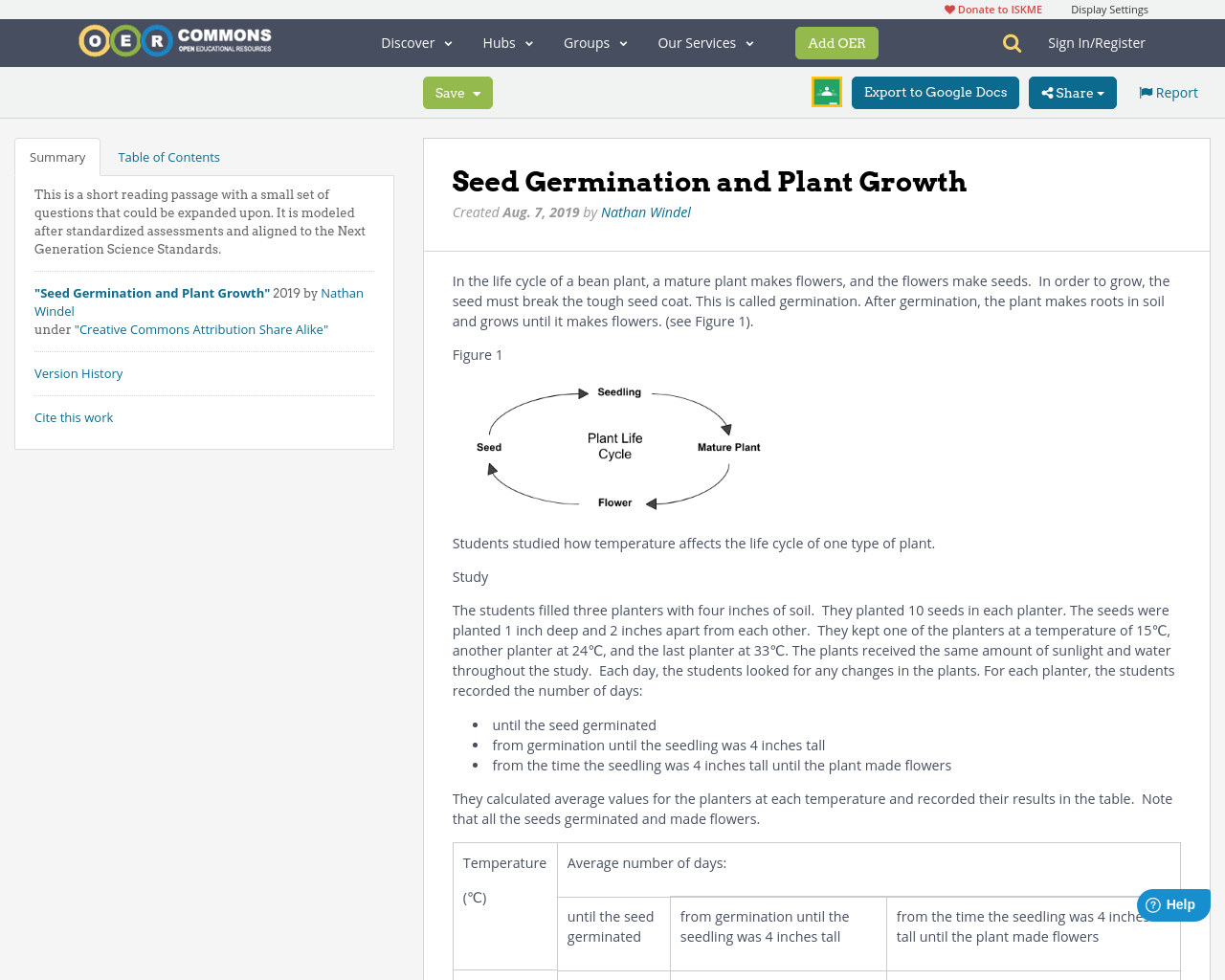 Seed Germination and Plant Growth | OER Commons