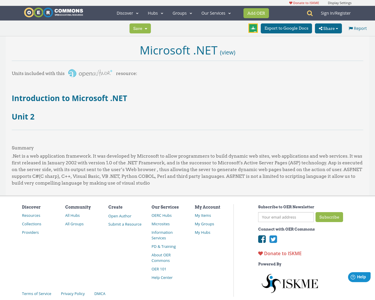Microsoft .NET | OER Commons