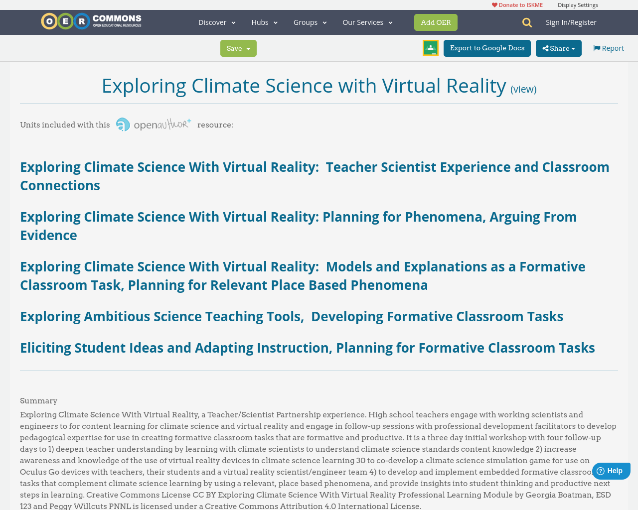 Exploring Climate Science with Virtual Reality | OER Commons