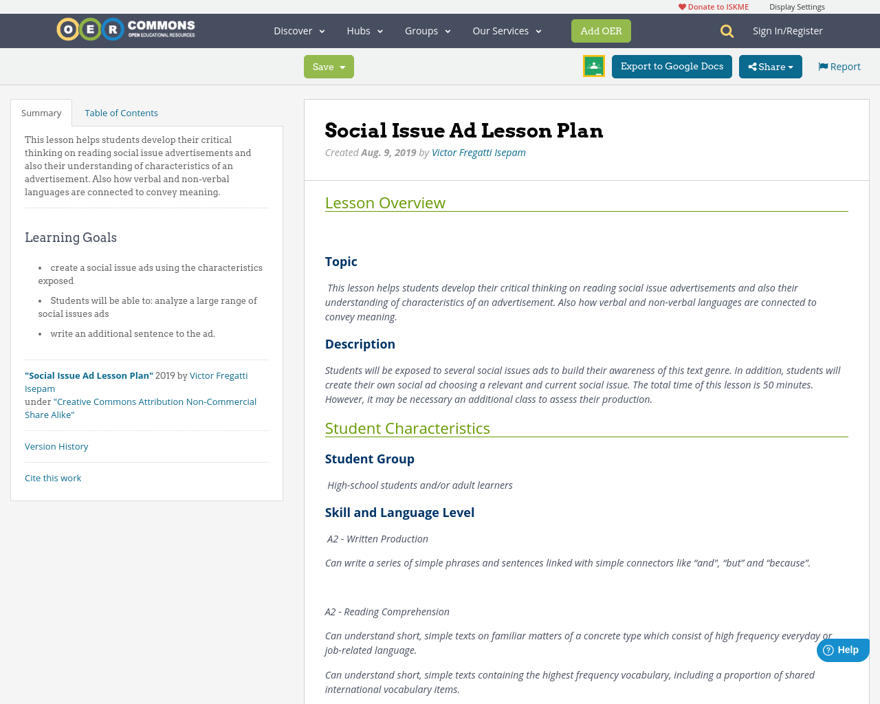 Social Issue Ad Lesson Plan | OER Commons