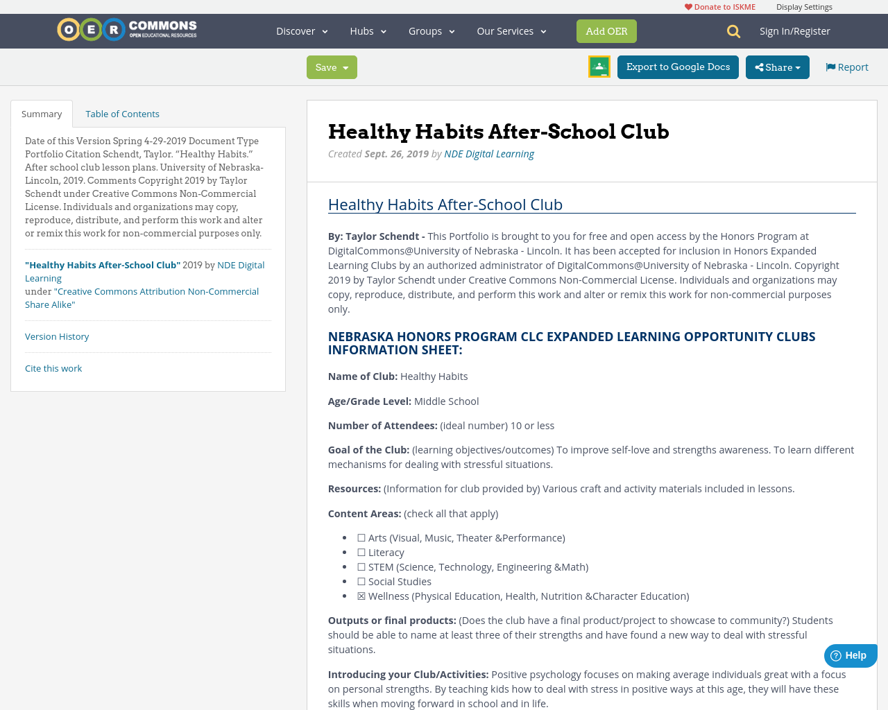 Healthy Habits After School Club OER Commons Healthy Habits After School Club OER Commons