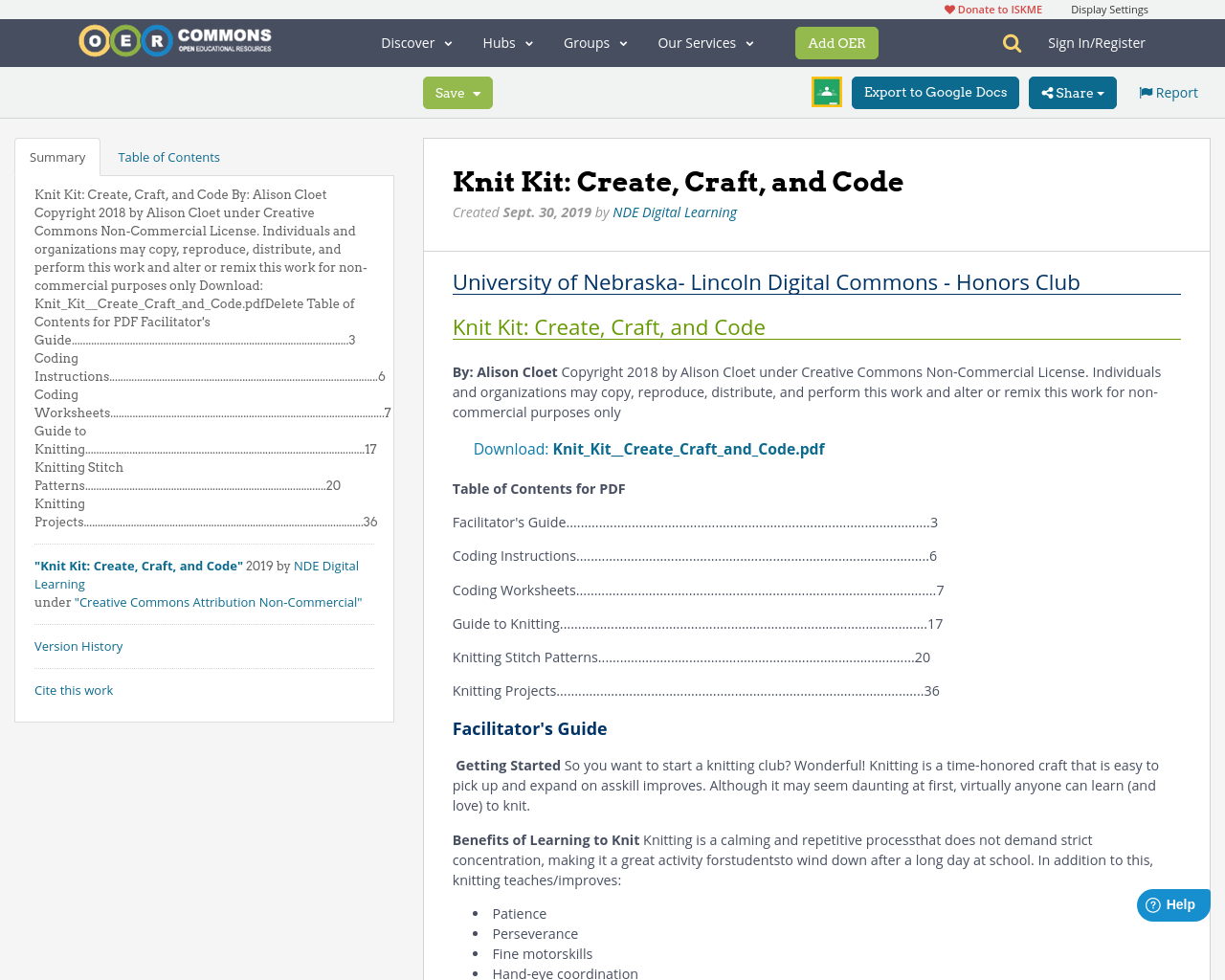 Knit Kit: Create, Craft, and Code | OER Commons