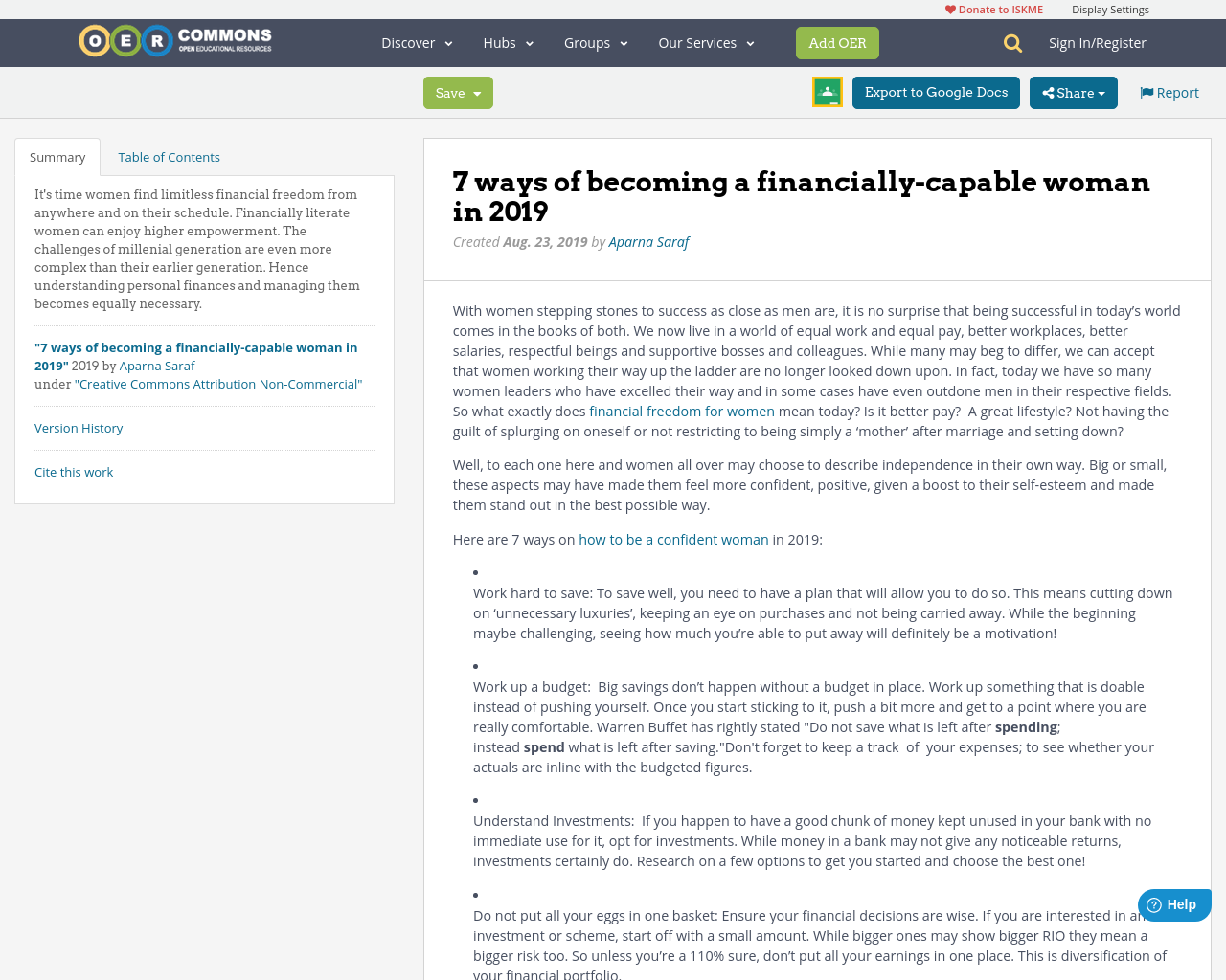 7 ways of becoming a financially-capable woman in 2019 | OER Commons