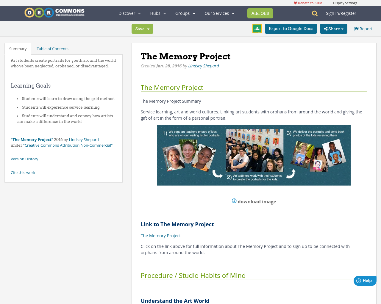 The Memory Project | OER Commons
