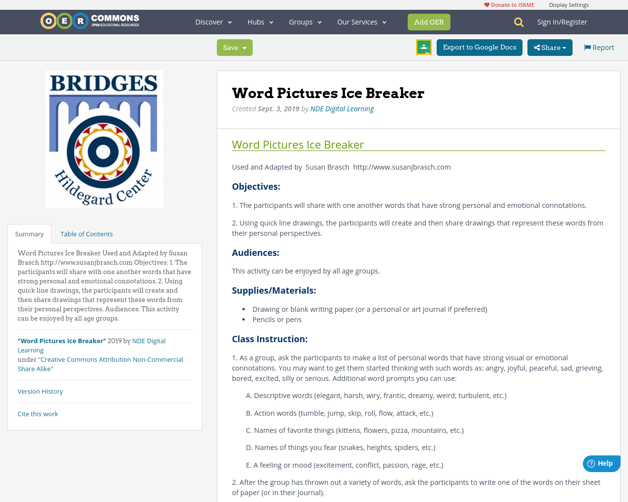 Word Pictures Ice Breaker | OER Commons