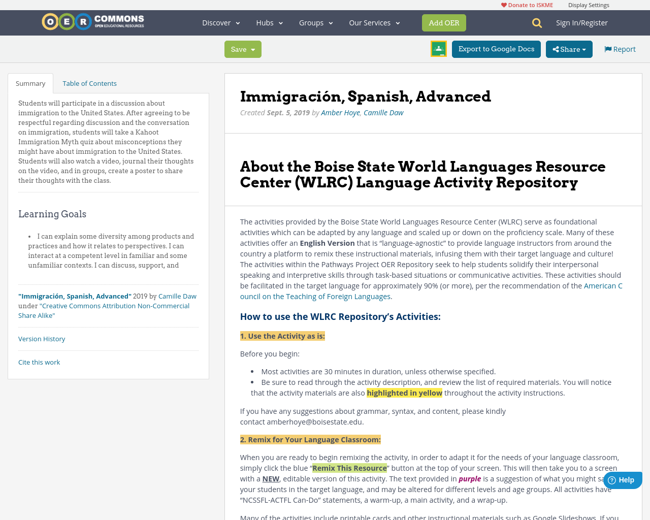 Immigración, Spanish, Advanced | OER Commons