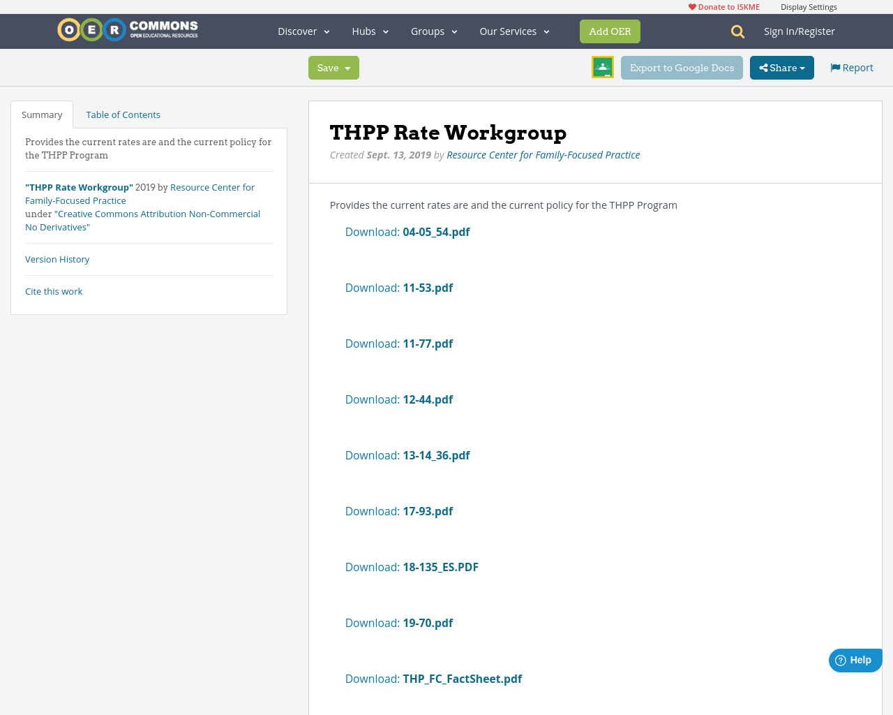 THPP Rate Workgroup | OER Commons