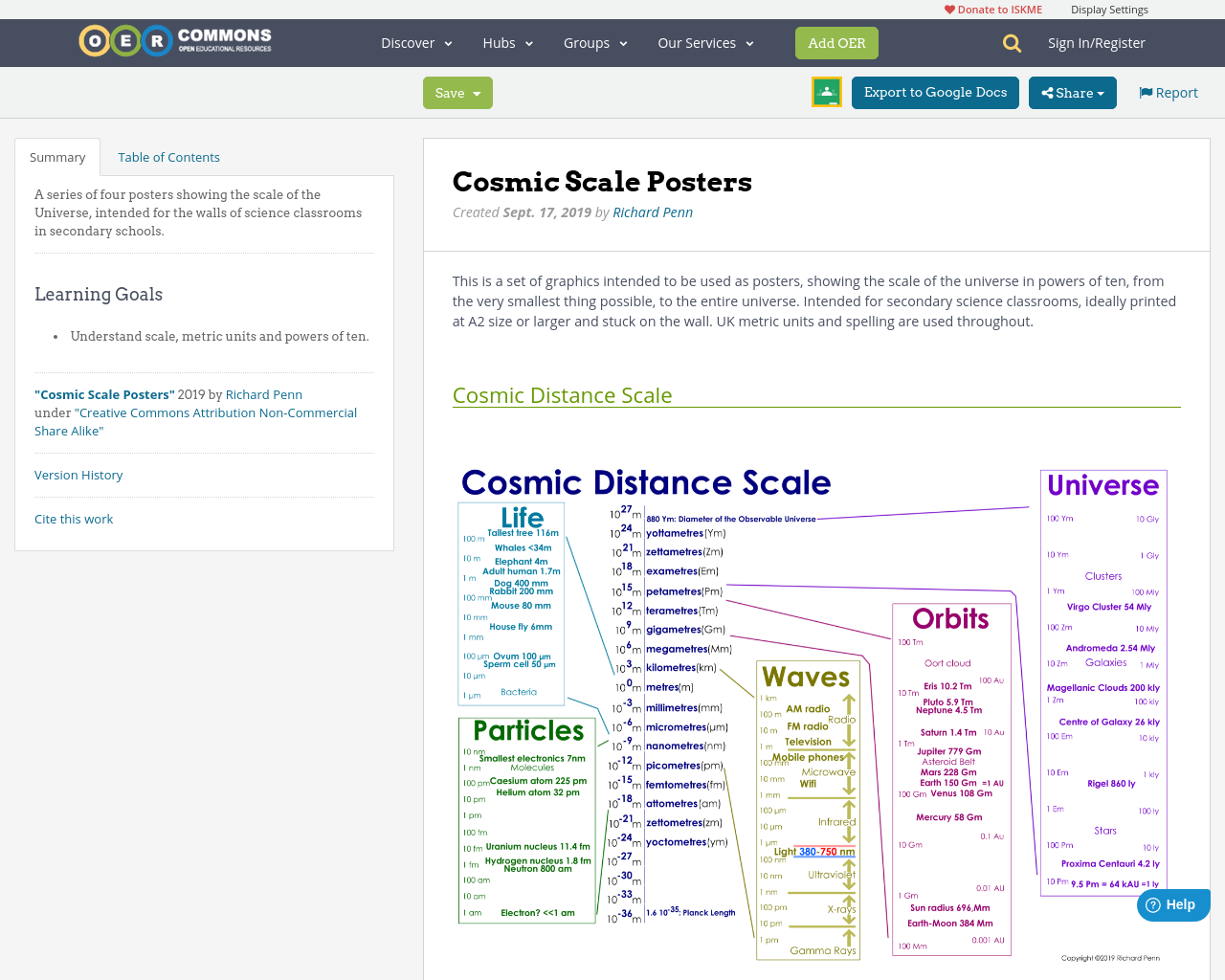 Cosmic Scale Posters | OER Commons