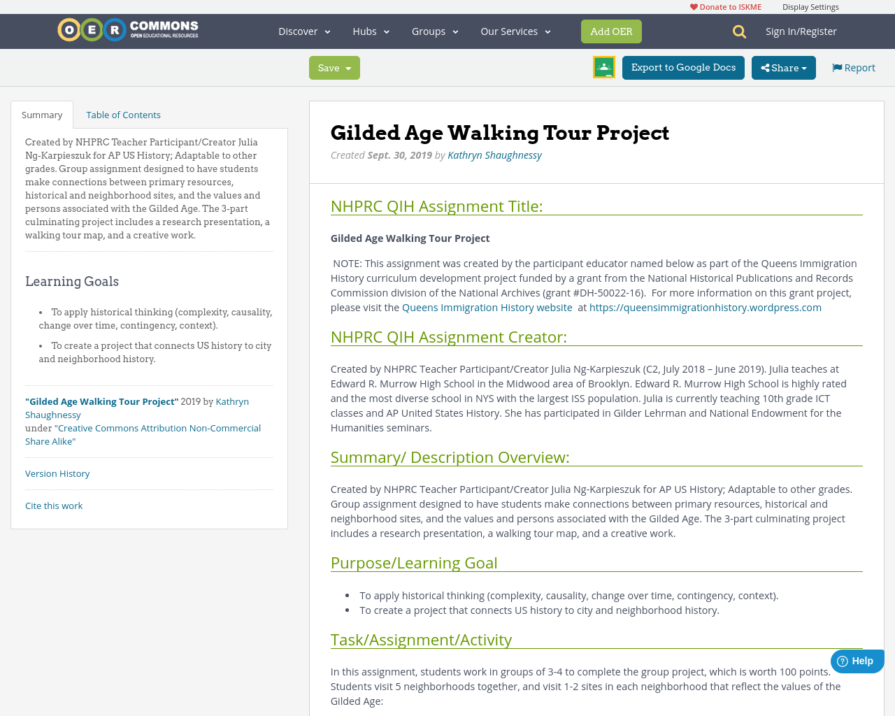 Gilded Age Walking Tour Project | OER Commons