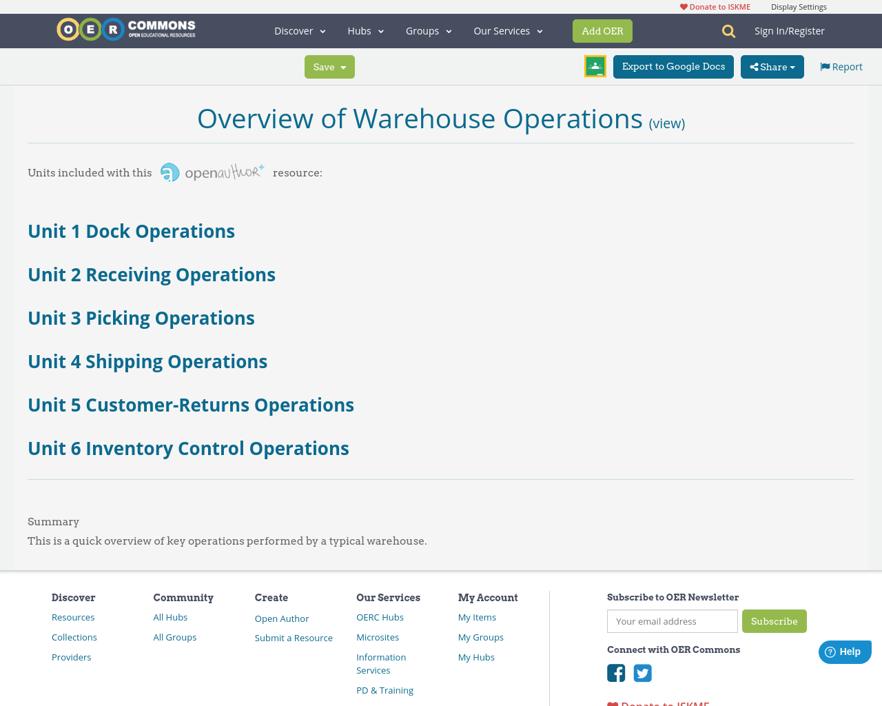 Overview of Warehouse Operations | OER Commons