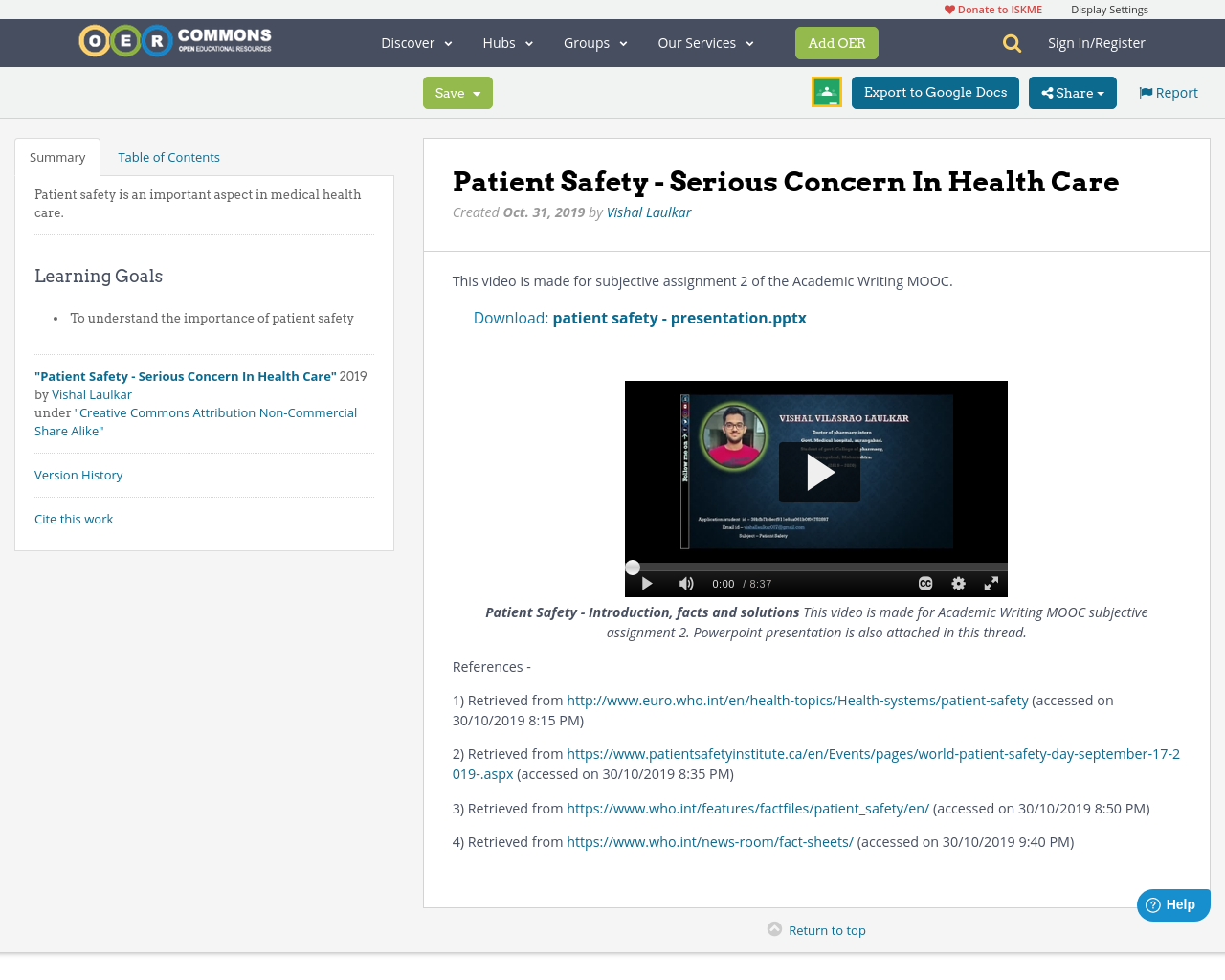 Patient Safety - Serious Concern In Health Care | OER Commons