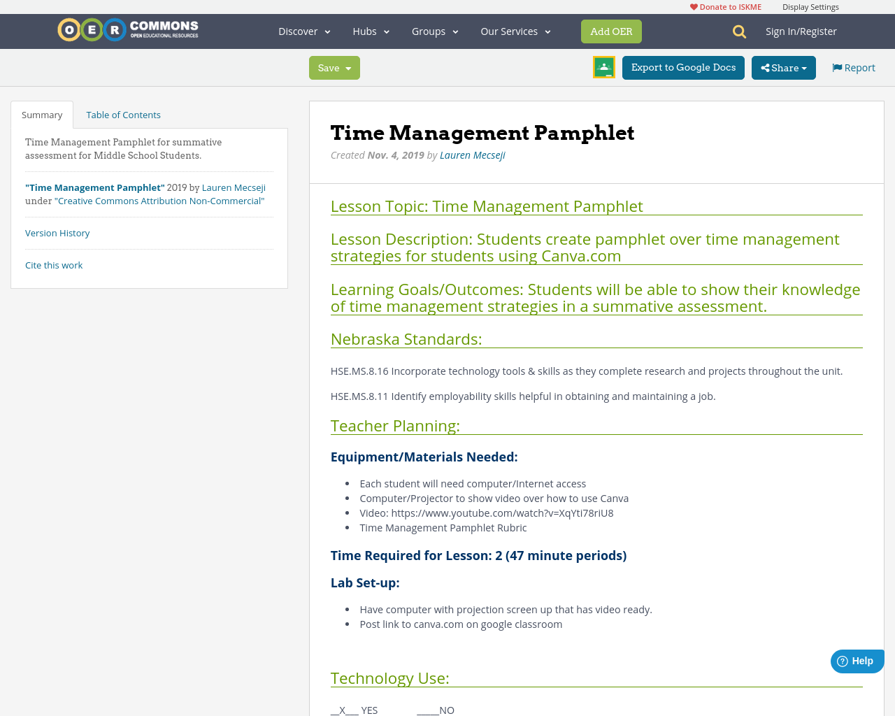 Time Management Pamphlet | OER Commons