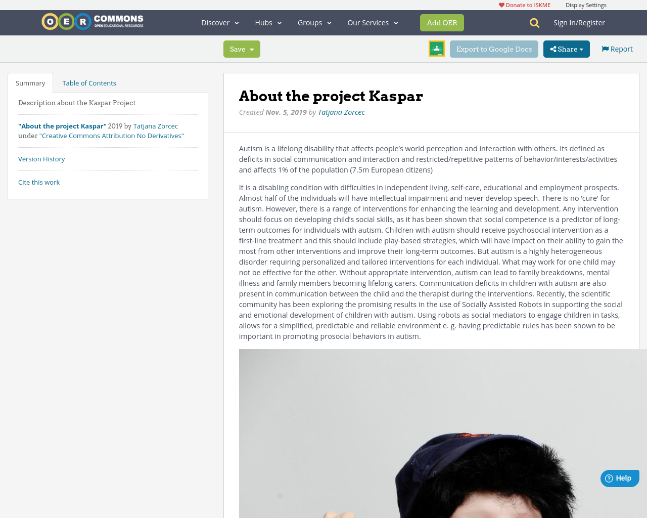 About the project Kaspar | OER Commons