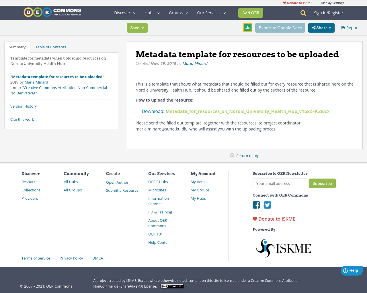 Metadata template for resources to be uploaded | OER Commons