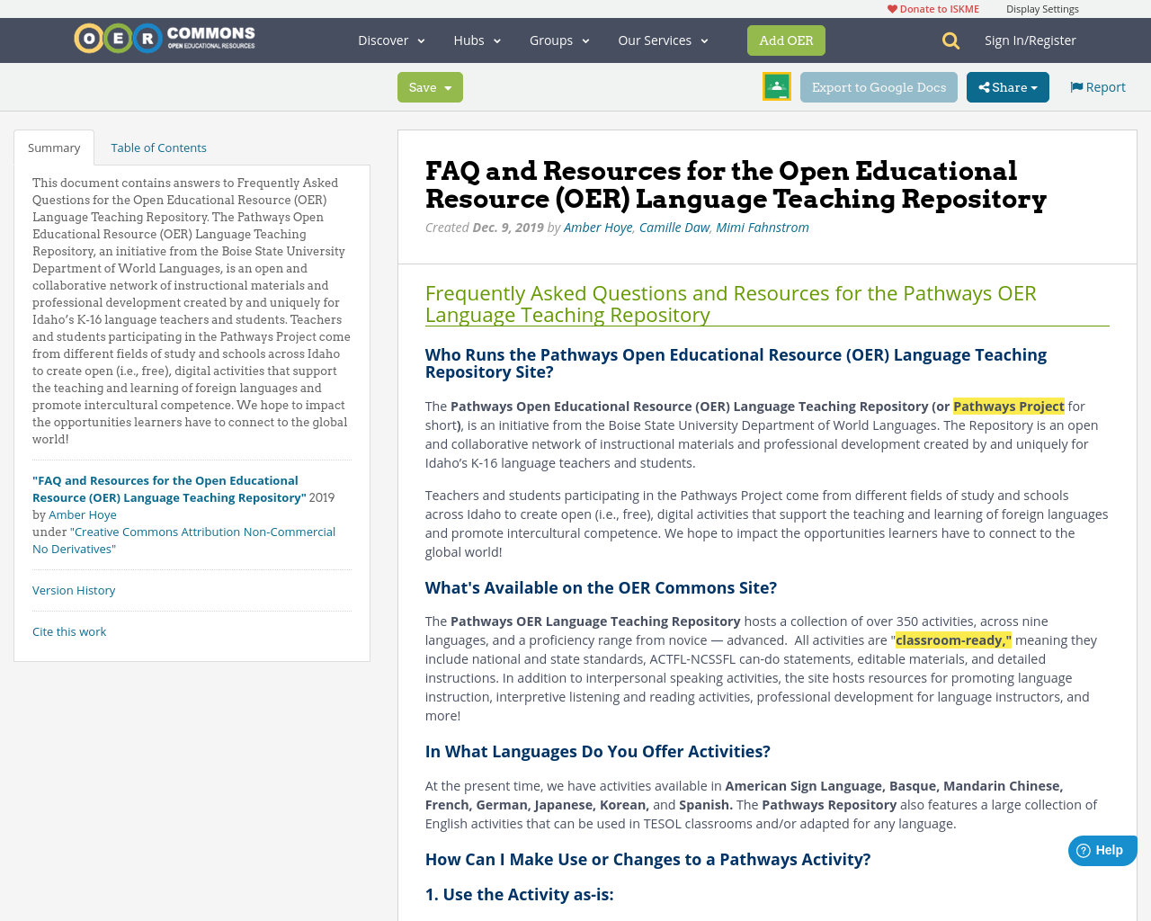 FAQ and Resources for the Pathways Project | OER Language Teaching ...
