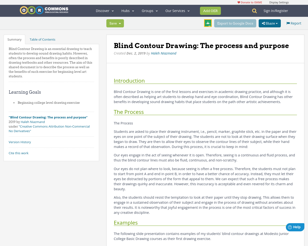 Blind Contour Drawing: The process and purpose | OER Commons