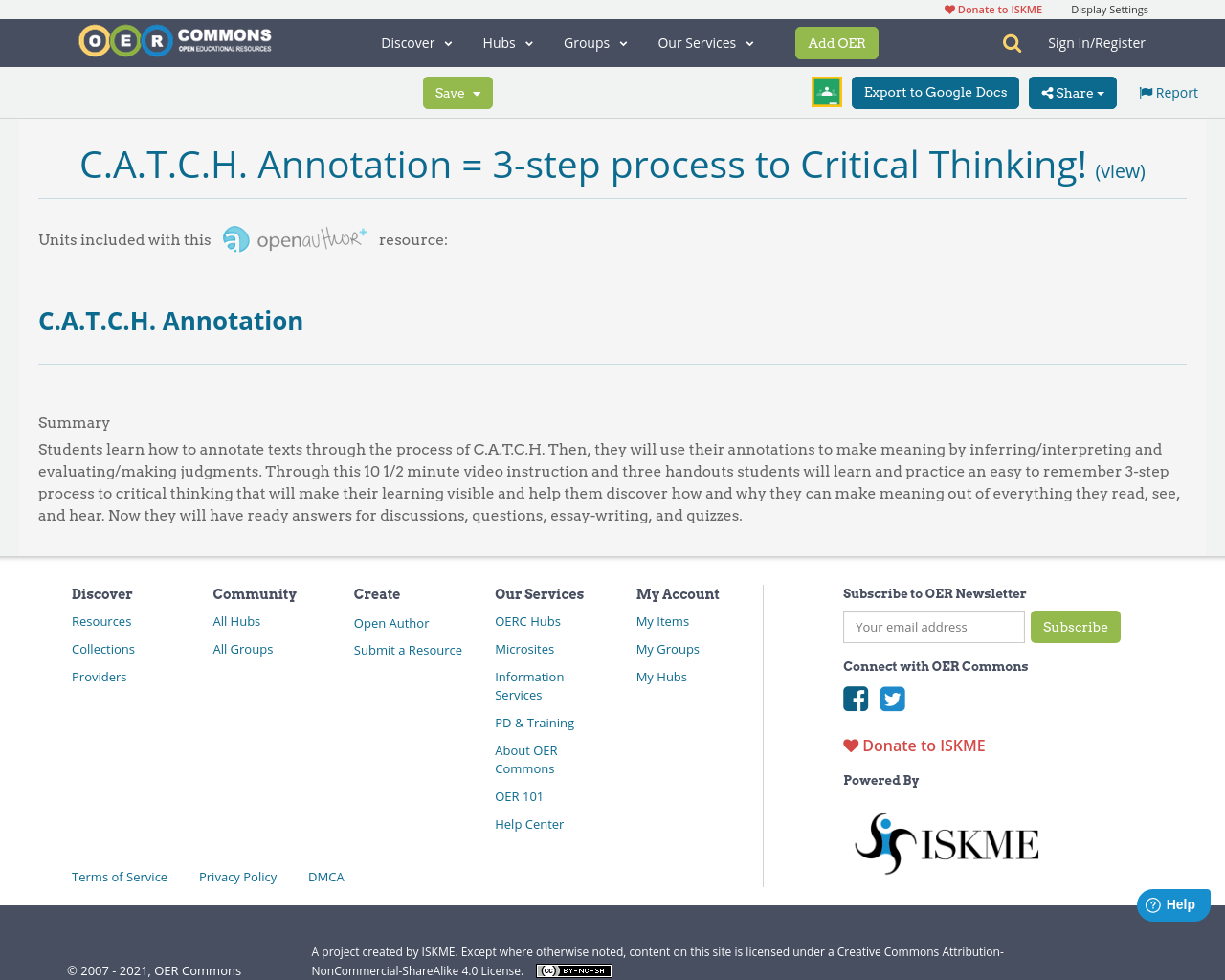 C.A.T.C.H. Annotation = 3-step process to Critical Thinking! | OER Commons
