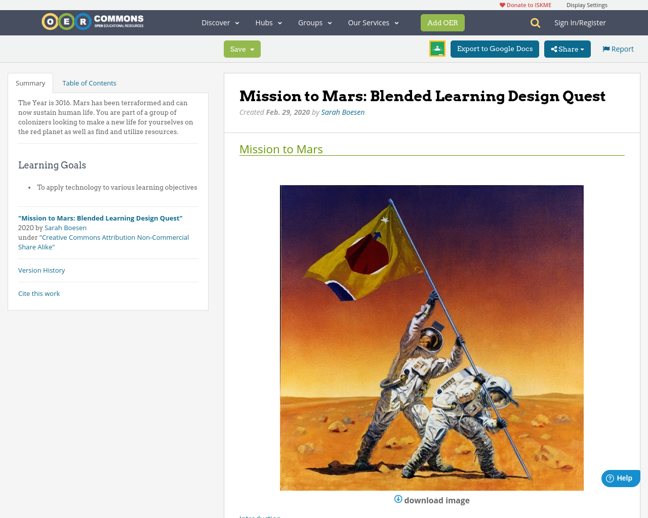 Mission to Mars: Blended Learning Design Quest | OER Commons