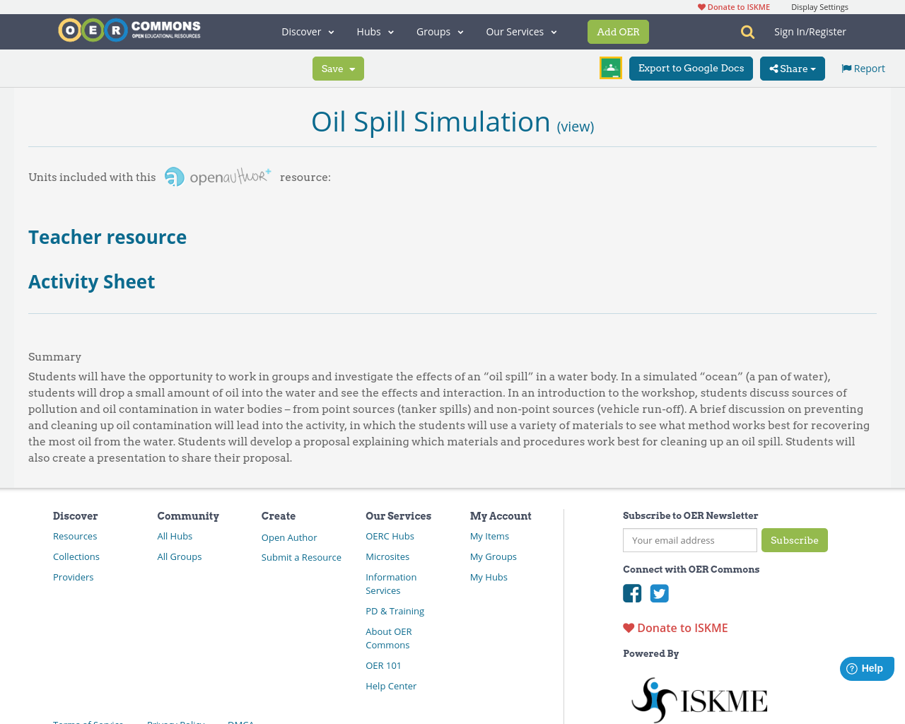 Oil Spill Simulation | OER Commons