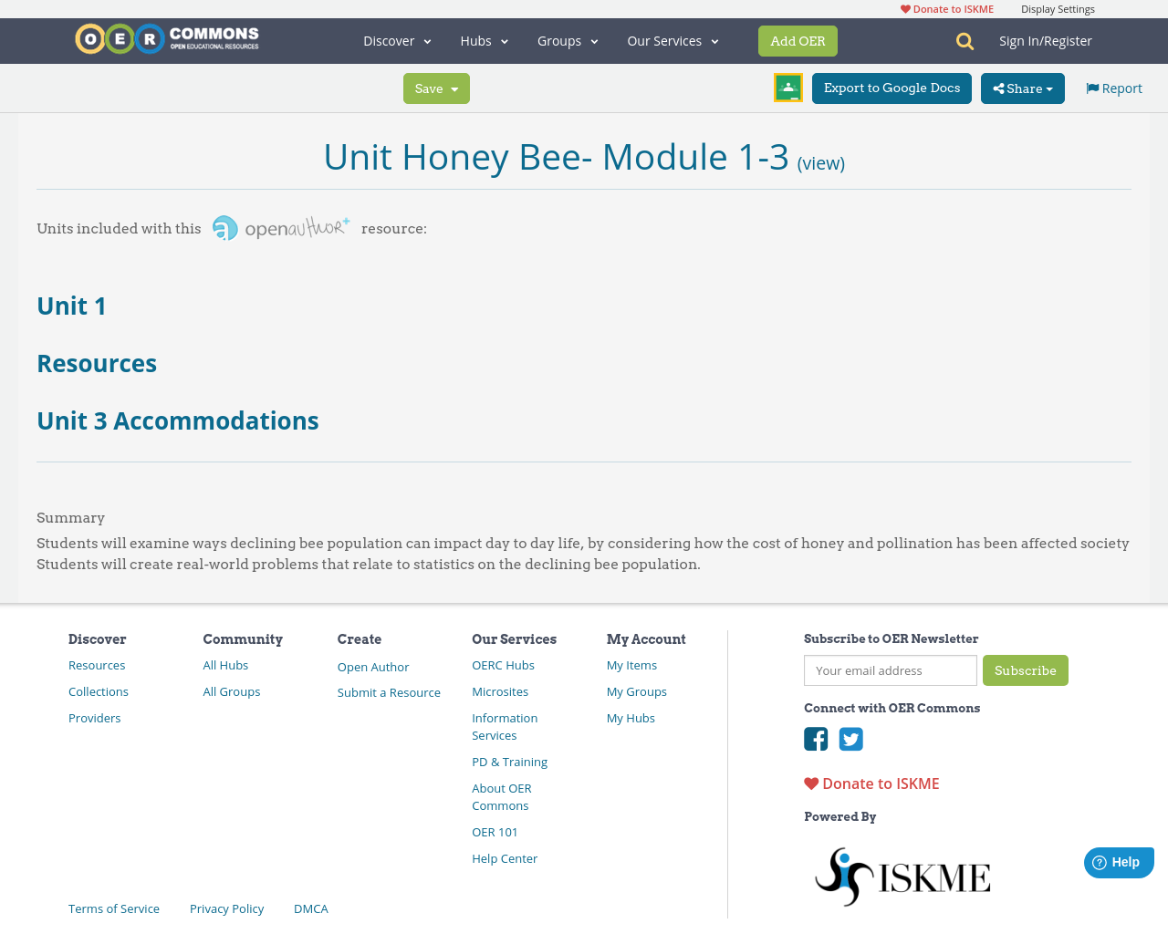 Unit Honey Bee- Module 1-3 | OER Commons