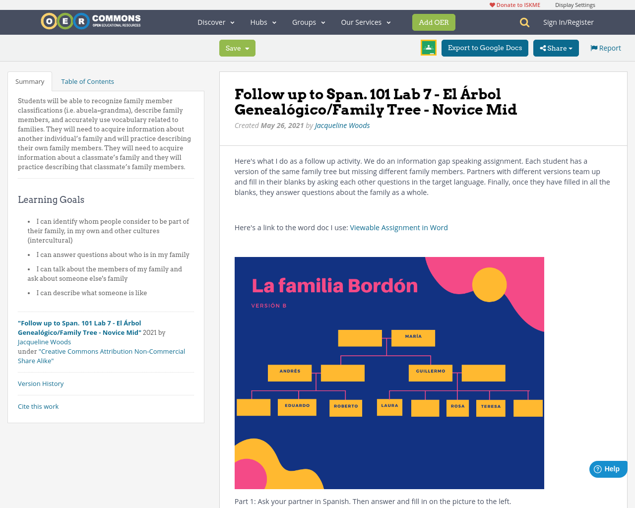 Follow up to Span. 101 Lab 7 - El Árbol Genealógico/Family Tree ...