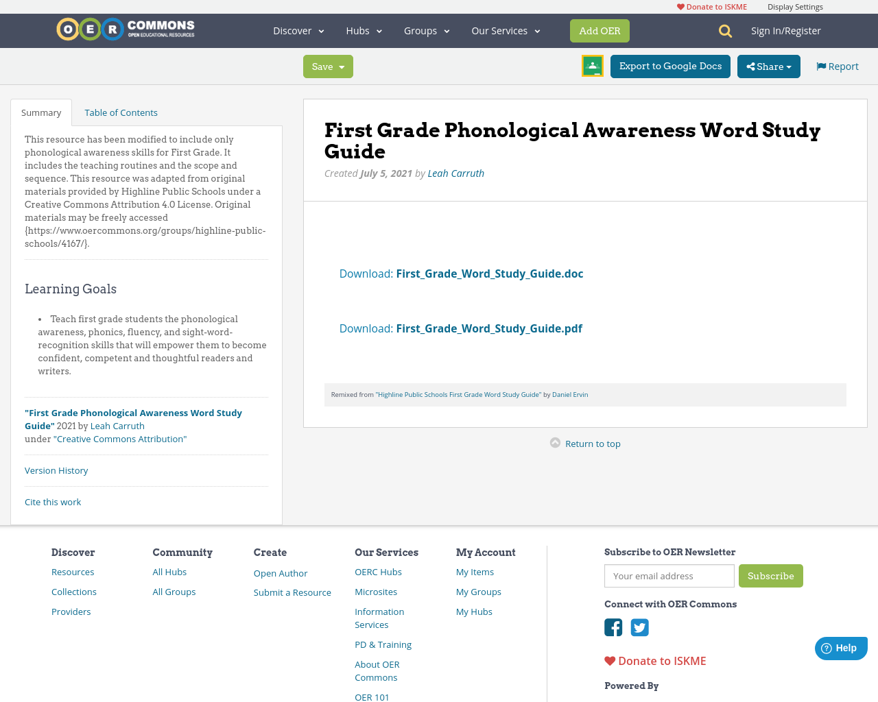 First Grade Phonological Awareness Word Study Guide | OER Commons