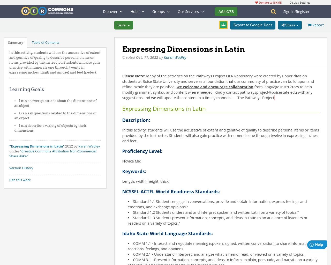 Expressing Dimensions in Latin | OER Commons