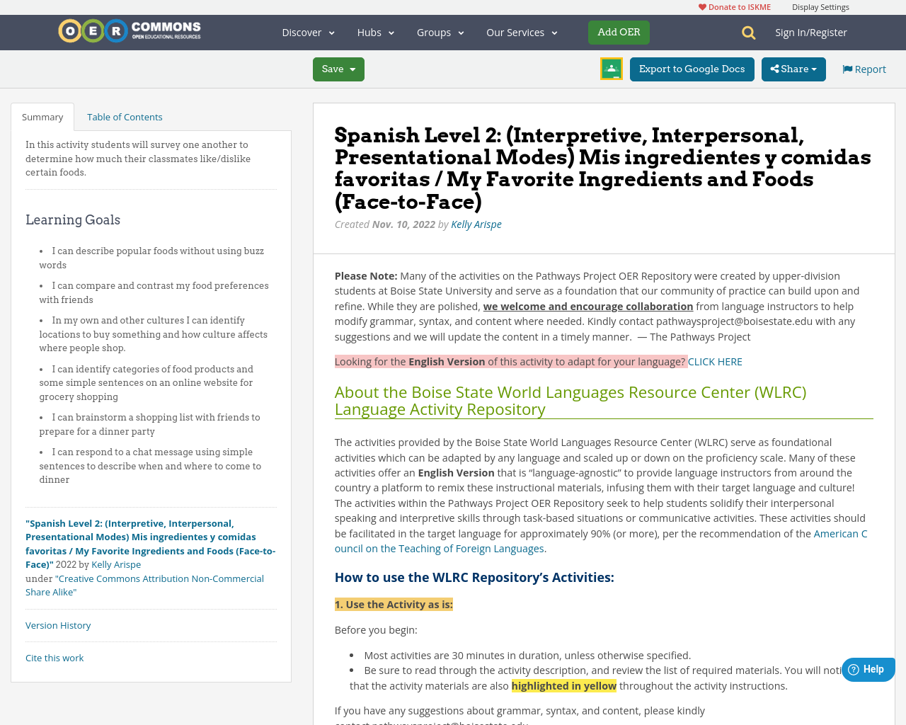 Spanish Level 2: (Interpretive, Interpersonal, Presentational Modes ...