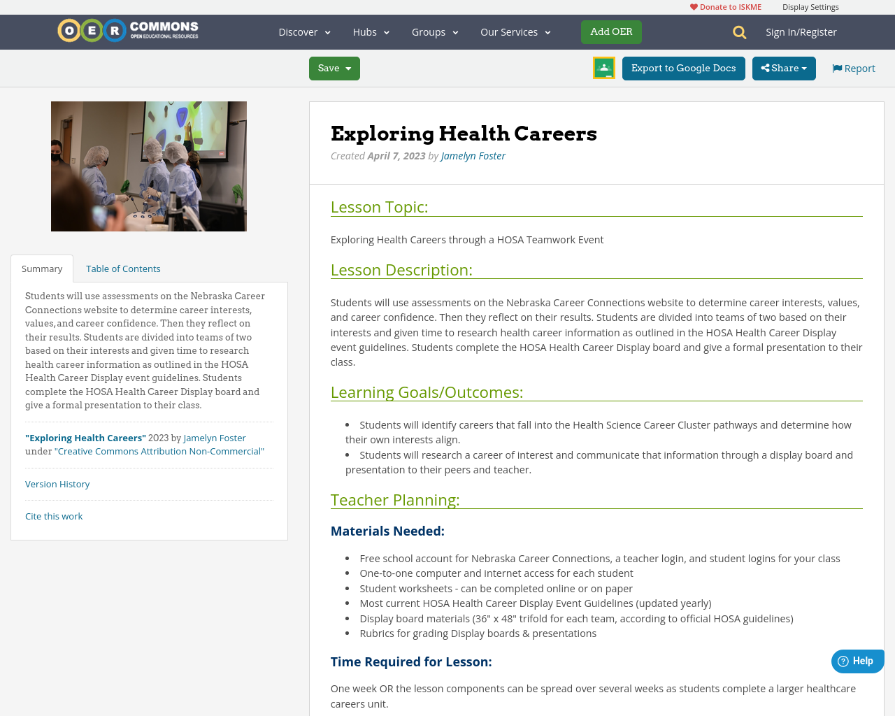 Exploring Health Careers | OER Commons