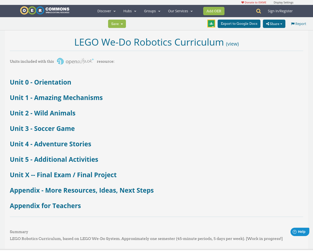 LEGO We-Do Robotics Curriculum | OER Commons