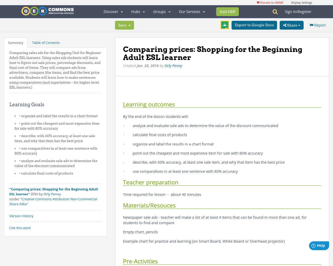 Comparing prices: Shopping for the Beginning Adult ESL learner | OER ...