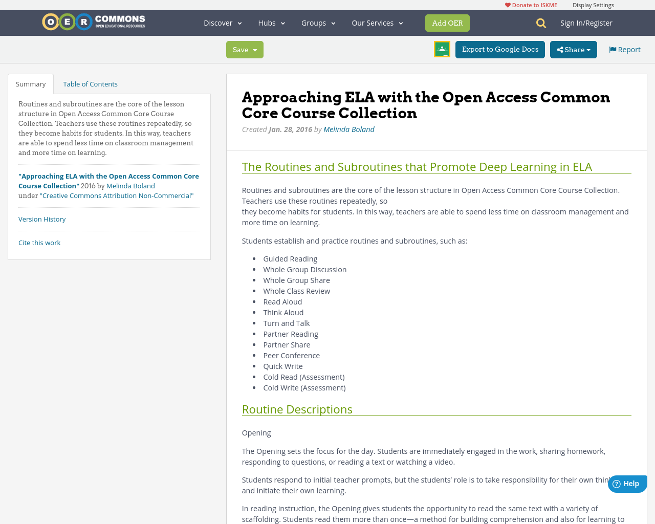 Approaching ELA with the Open Access Common Core Course Collection ...
