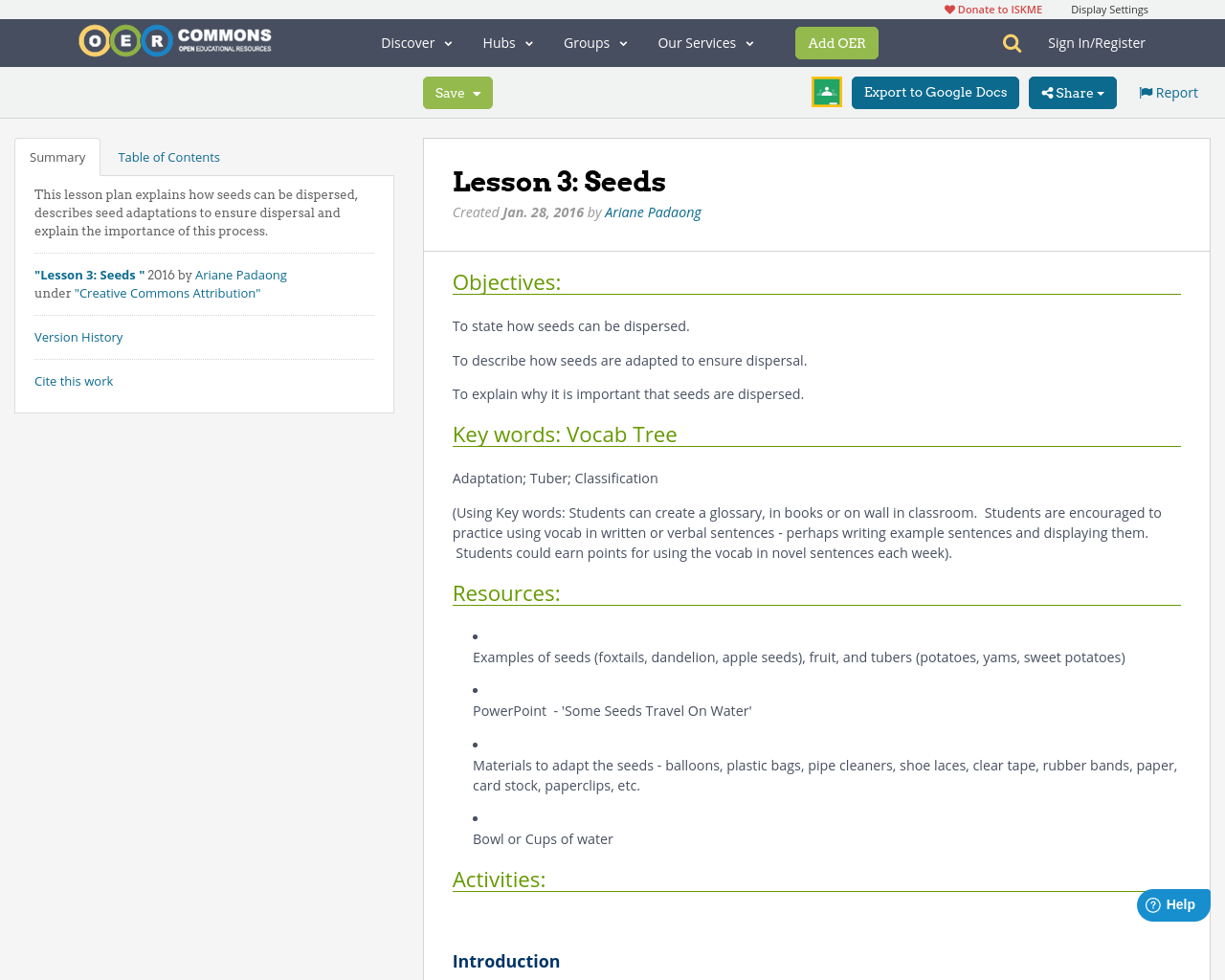 Lesson 3: Seeds | OER Commons