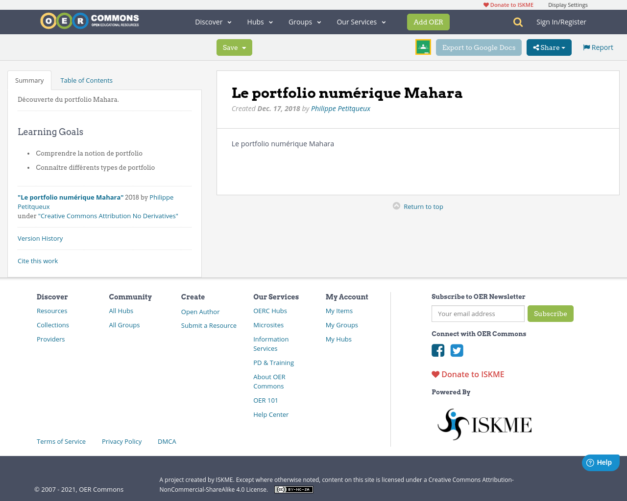Le portfolio numérique Mahara | OER Commons