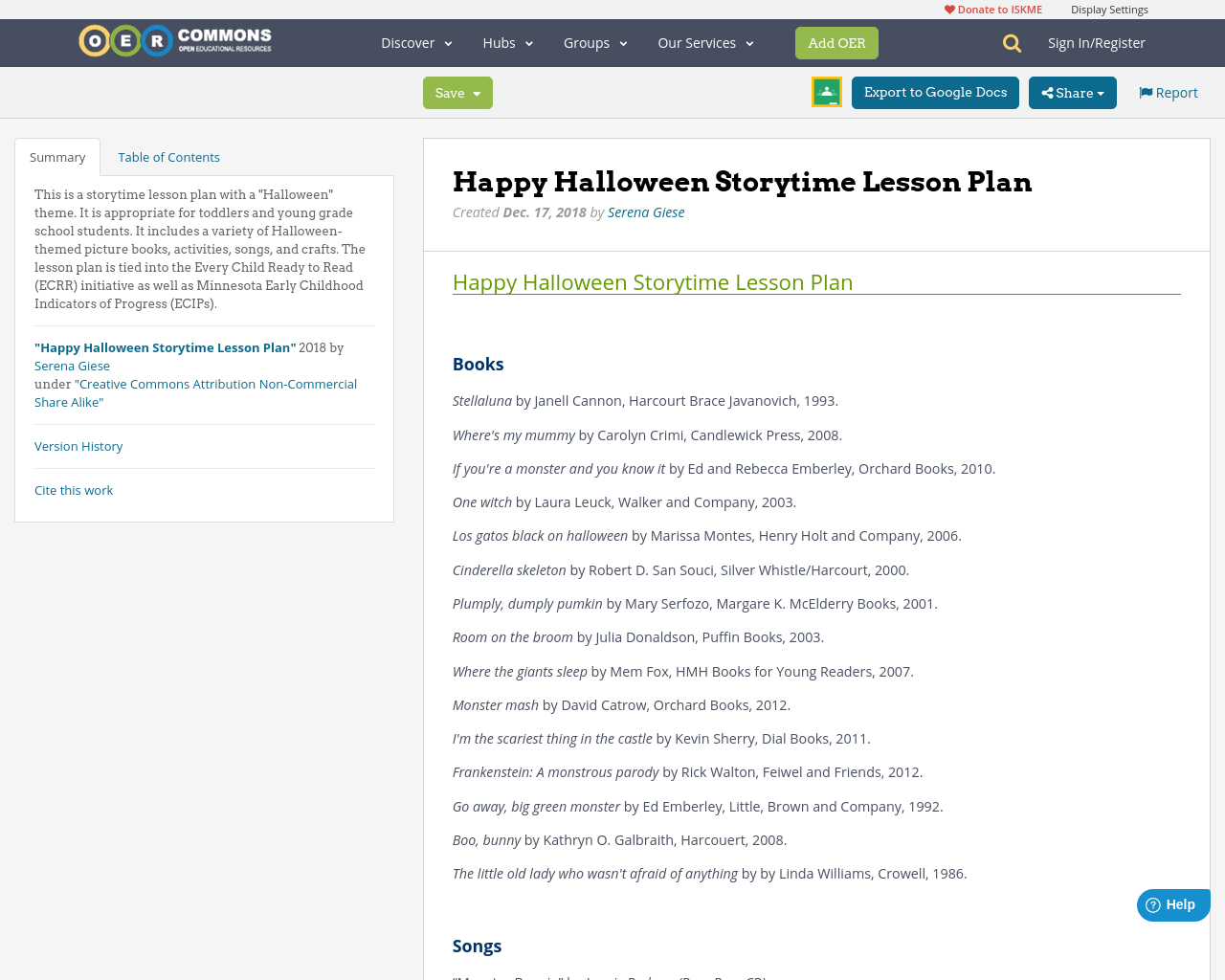 Happy Halloween Storytime Lesson Plan | OER Commons