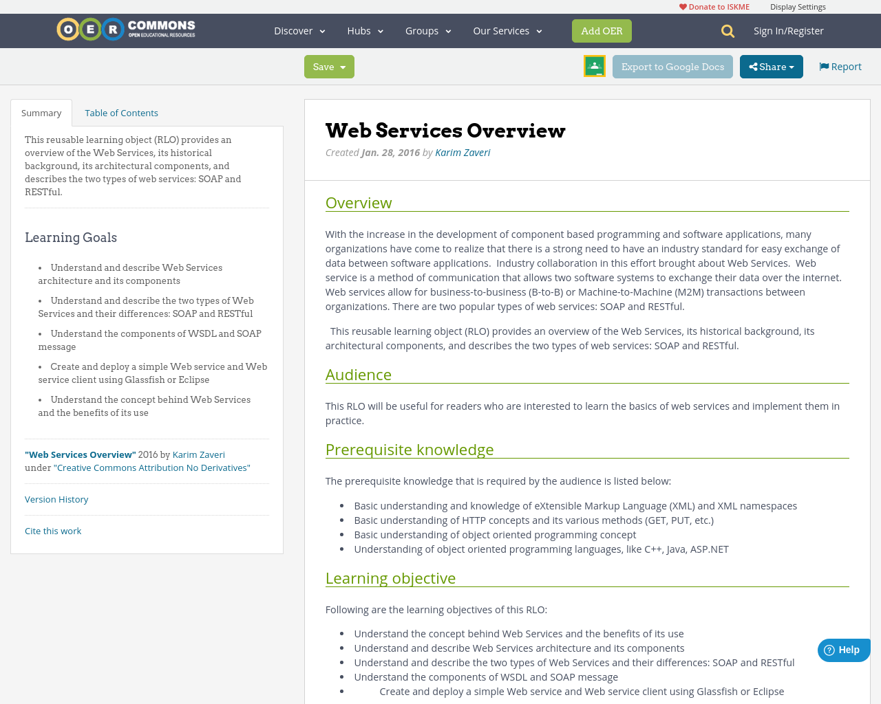 Web Services Overview | OER Commons