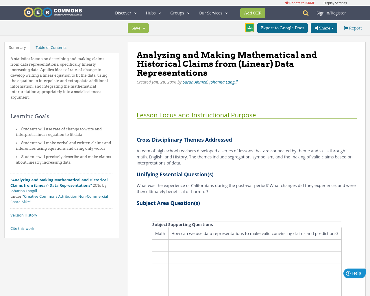 Analyzing and Making Mathematical and Historical Claims from (Linear ...
