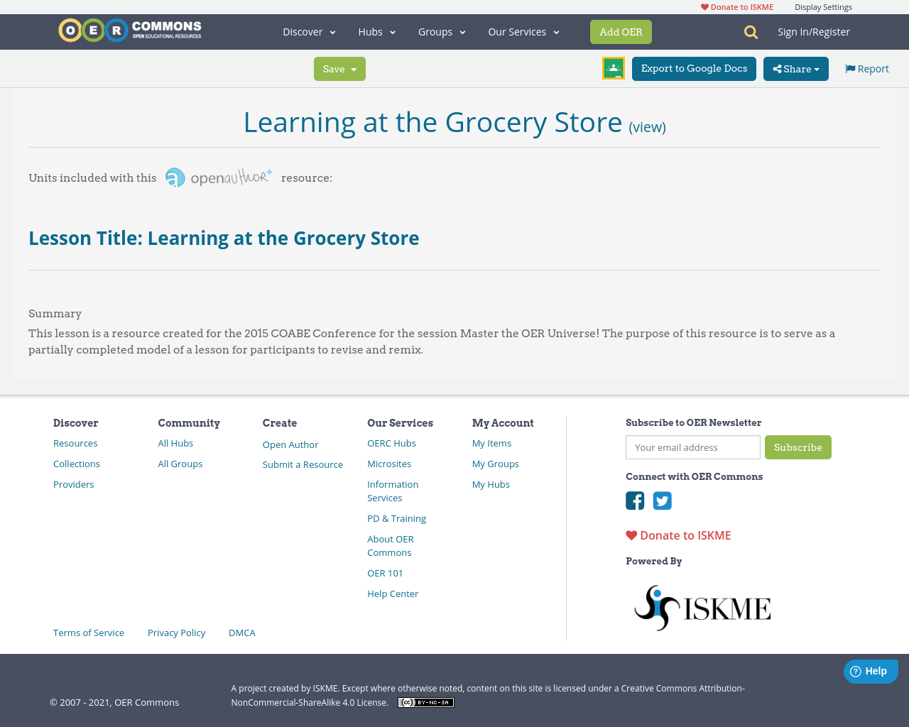 Learning at the Grocery Store | OER Commons