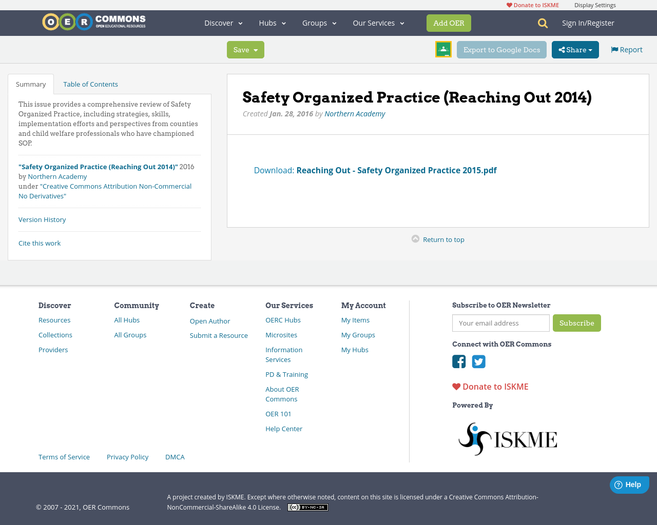 Safety Organized Practice (Reaching Out 2014) | OER Commons