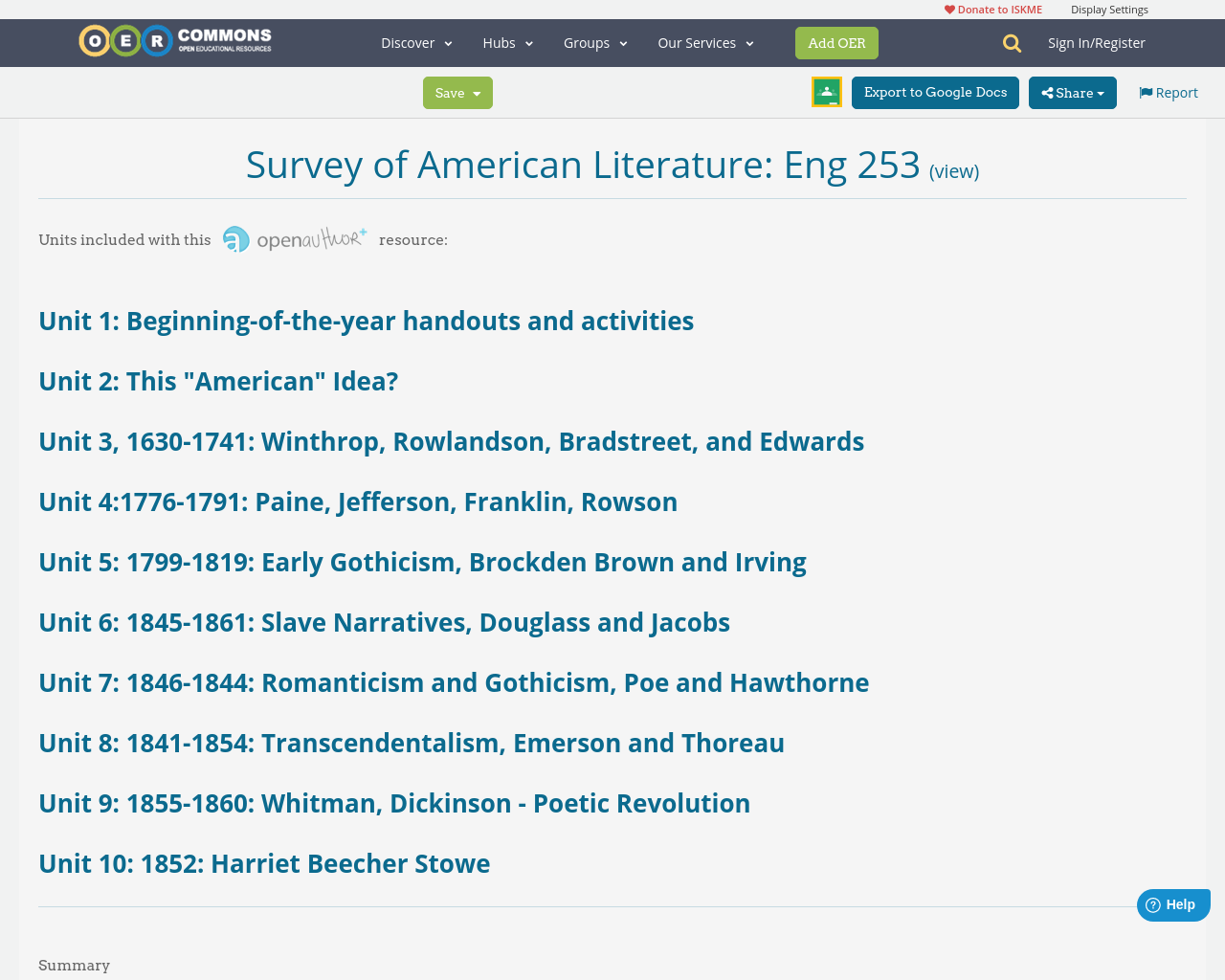 Survey of American Literature: Eng 253 | OER Commons