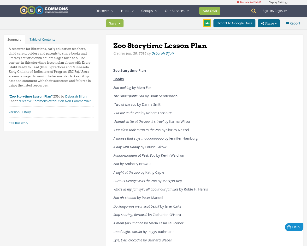 Zoo Storytime Lesson Plan | OER Commons