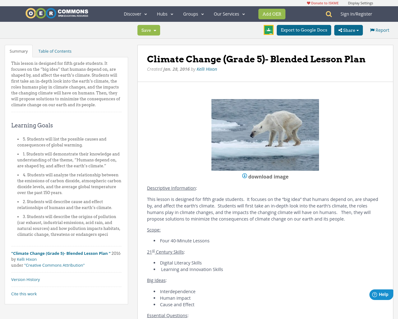 Climate Change Grade 5 Blended Lesson Plan OER Commons