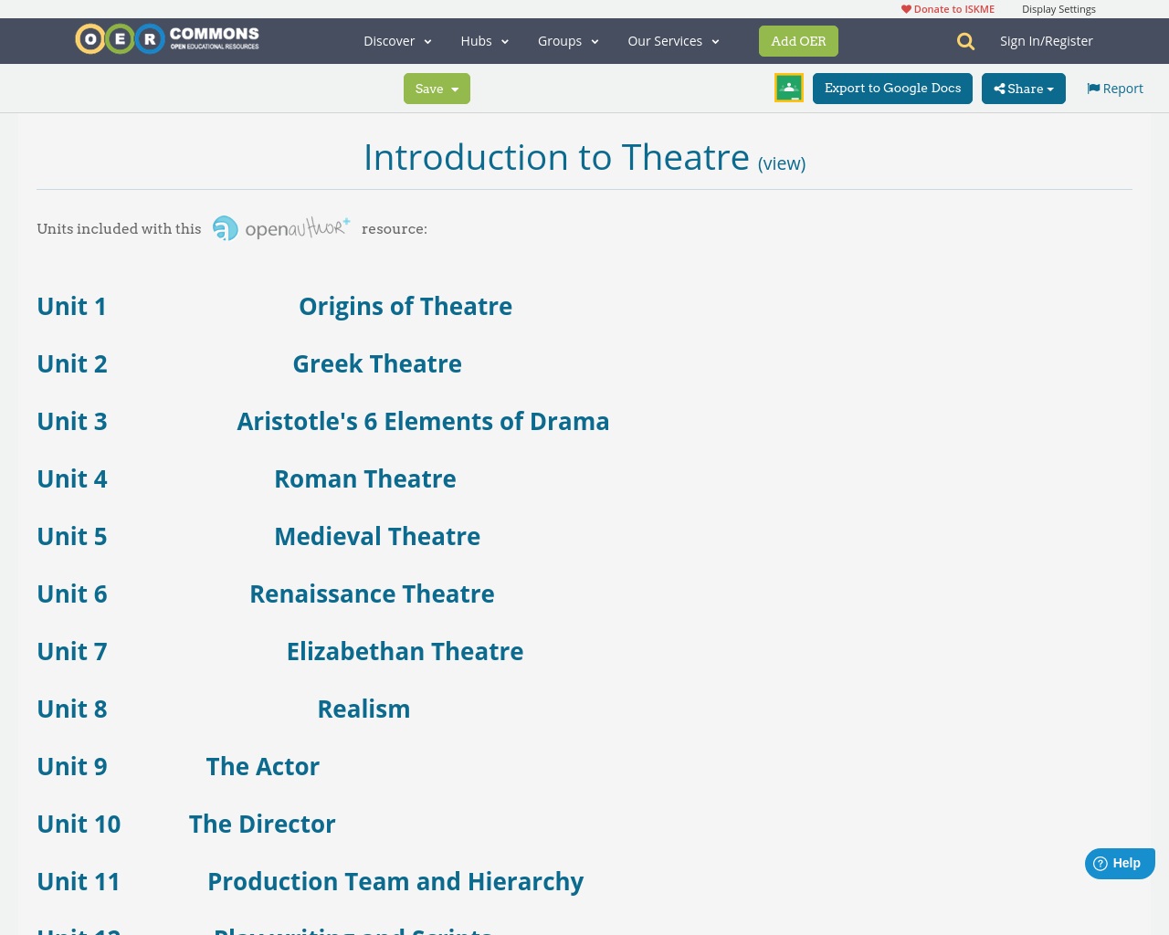 Introduction to Theatre | OER Commons