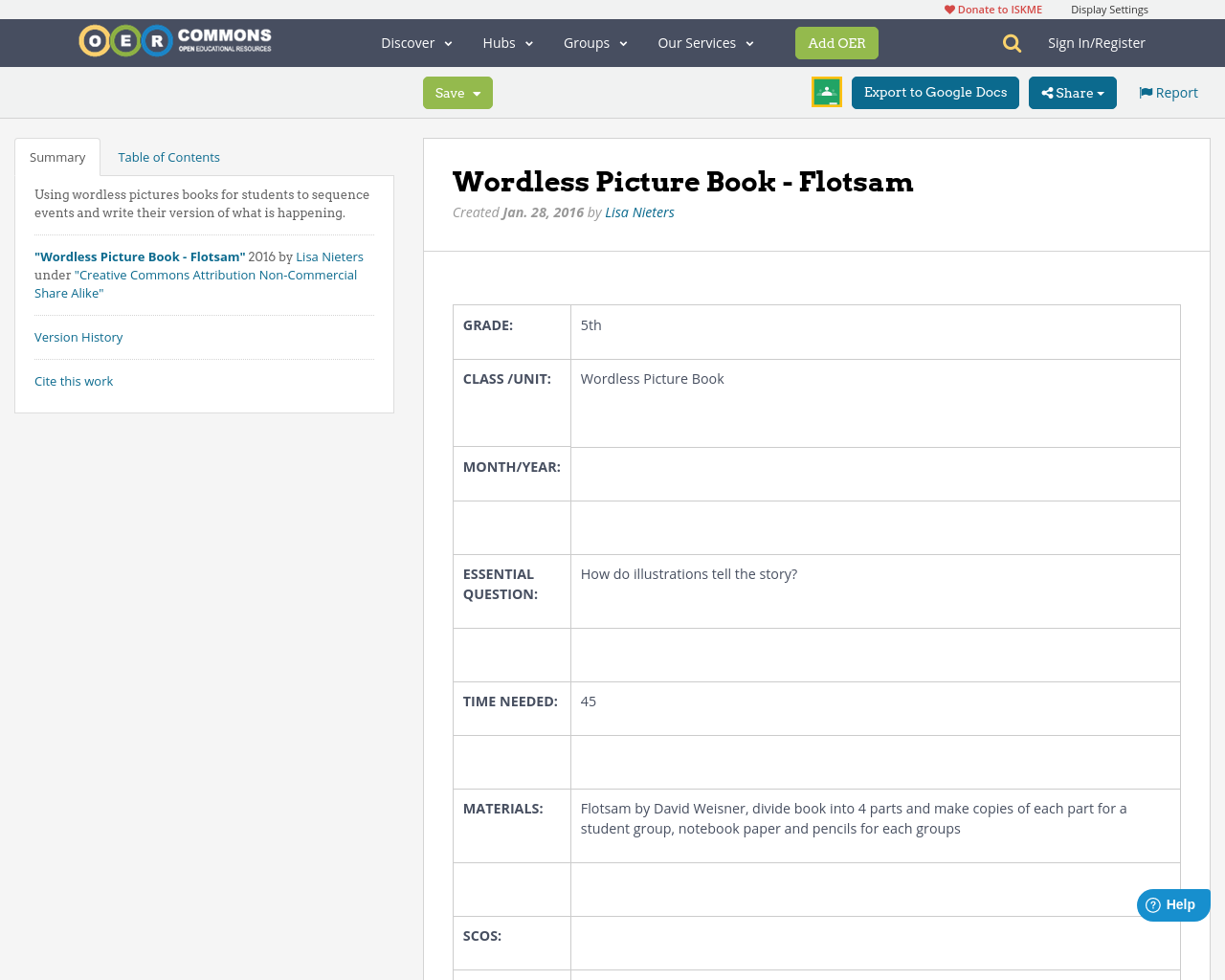 Wordless Picture Book - Flotsam | OER Commons
